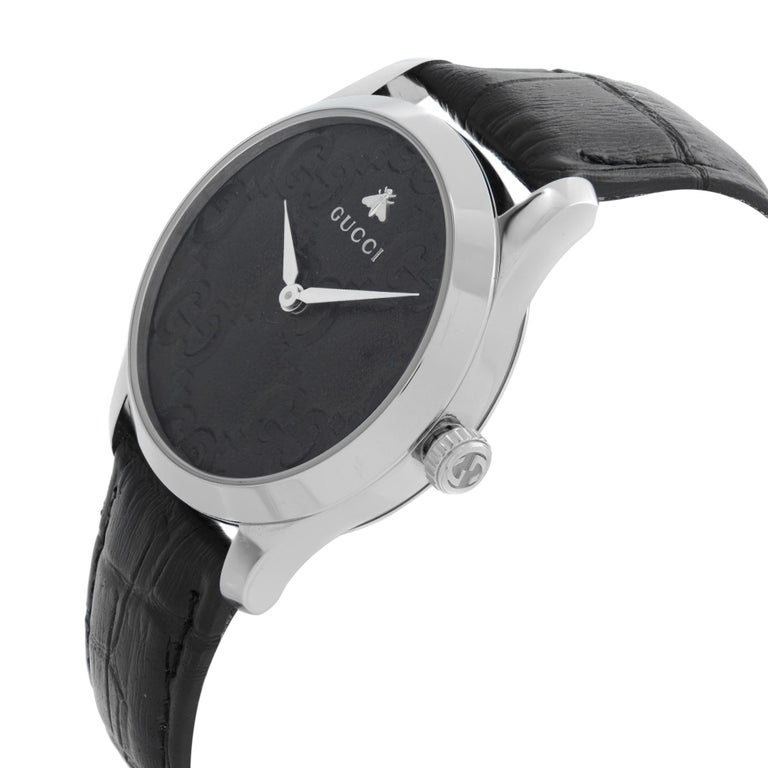 Gucci G Timeless Stainless Steel Black Dial Quartz Mens Watch YA1264031 ...