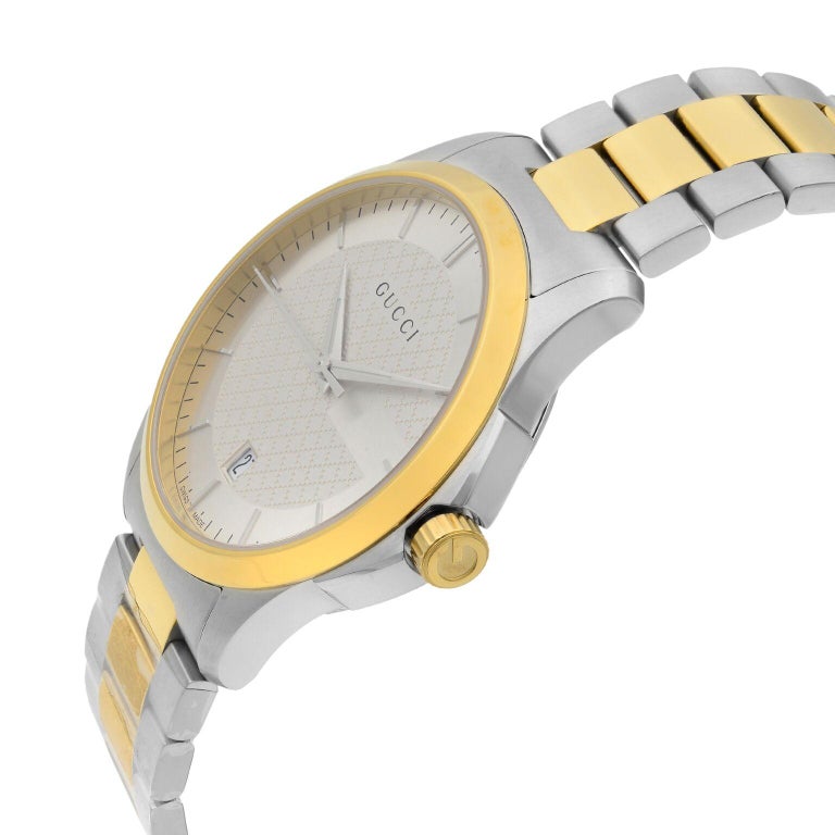 Gucci G-Timeless Two-Tone Steel Silver Dial Quartz Mens Watch YA126450 ...