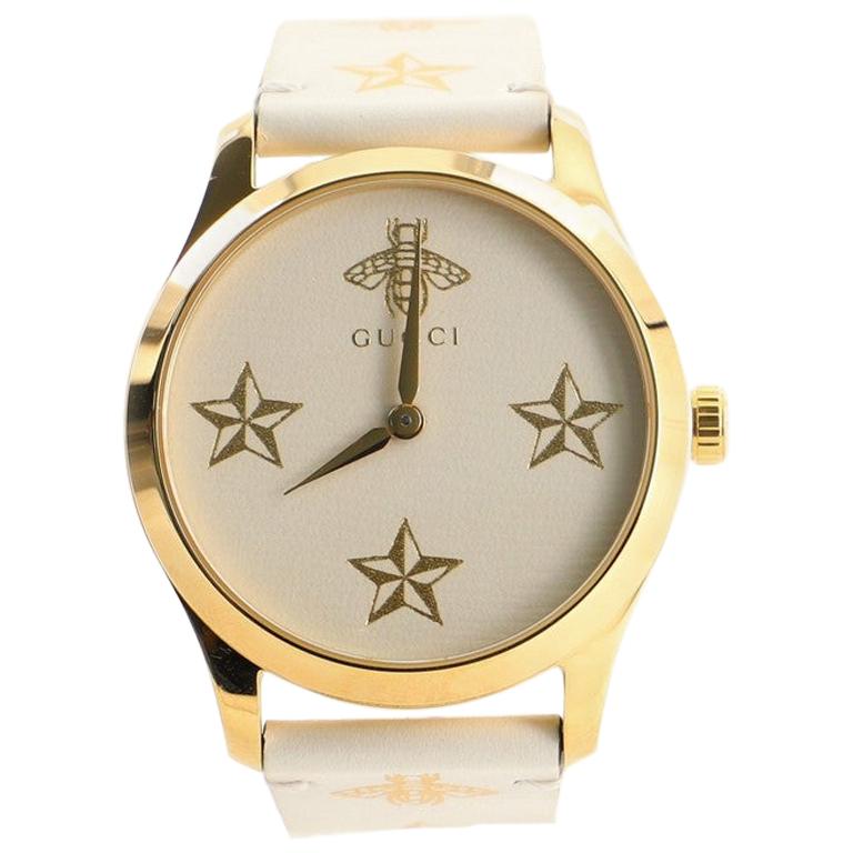 Gucci G-Timeless Bee Star Quartz Watch Stainless Steel and Leather at ...