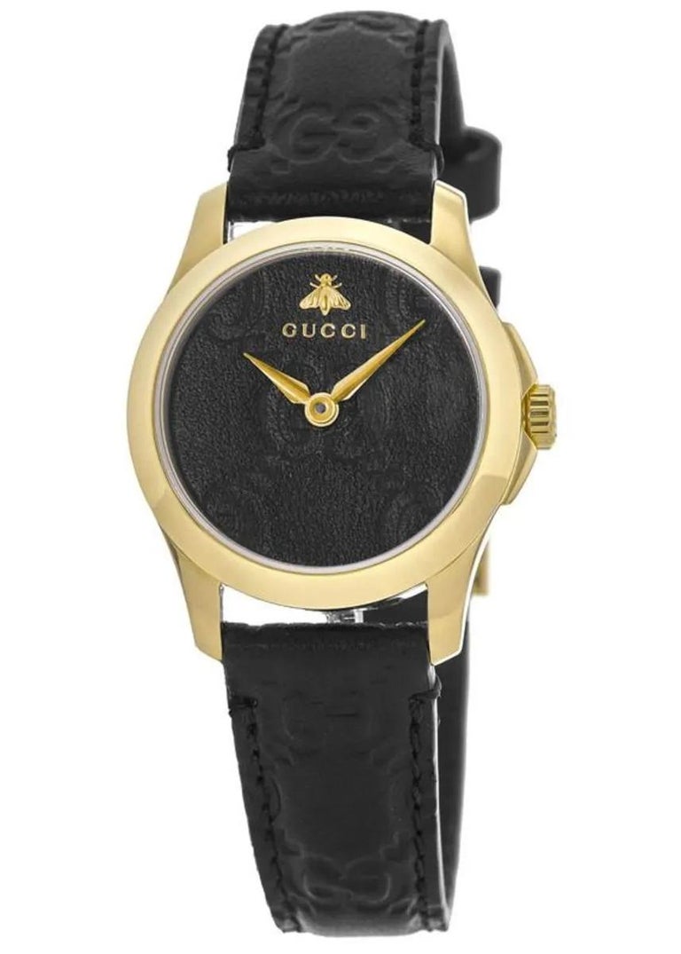Gucci G-Timeless Black Dial Black Leather YA126361 For Sale at 1stDibs