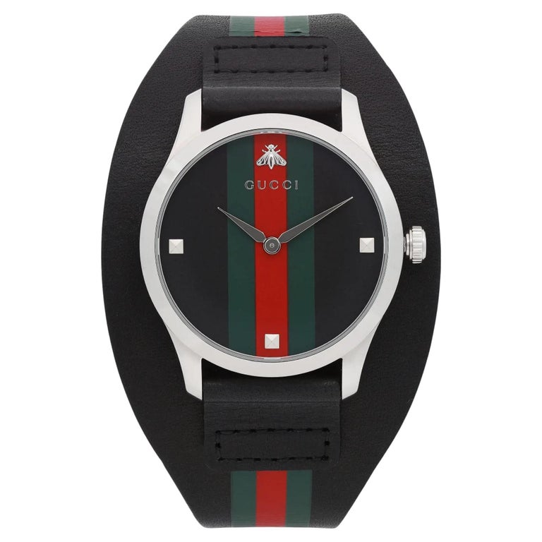 Gucci G-Timeless Cuff Steel Black Dial Quartz Ladies Watch YA1264092 ...