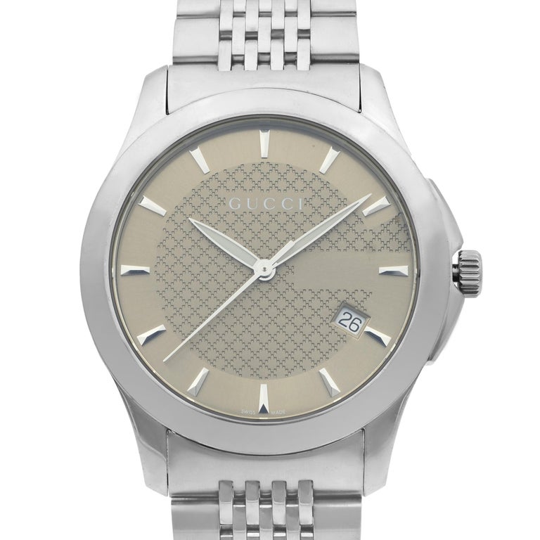 Gucci G-Timeless Date Stainless Steel Brown Dial Quartz Men's Watch ...