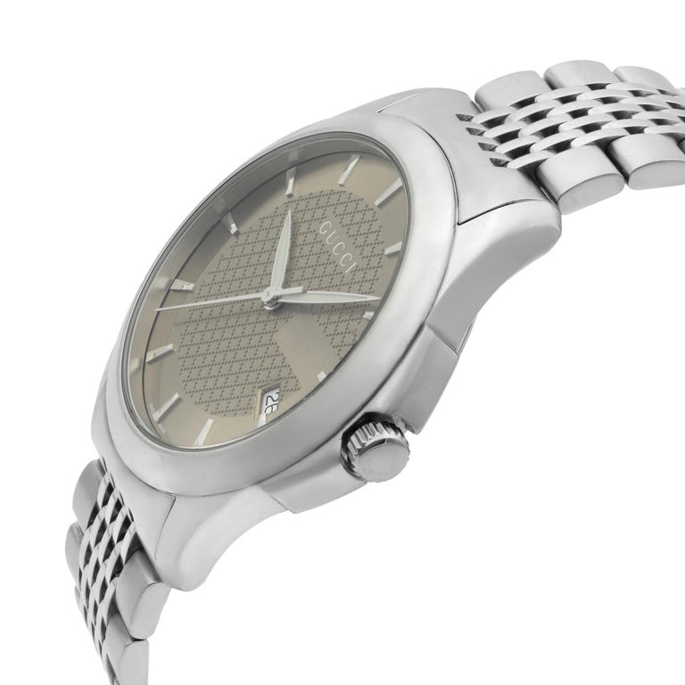 Gucci G-Timeless Date Stainless Steel Brown Dial Quartz Men's Watch ...