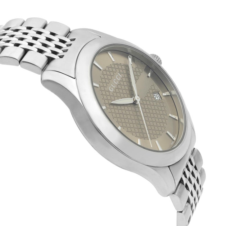 Gucci G-Timeless Date Stainless Steel Brown Dial Quartz Men's Watch ...