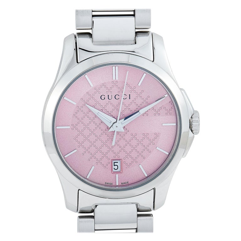 Gucci G-Timeless Pink Dial Stainless Steel Watch YA126524 at 1stDibs ...