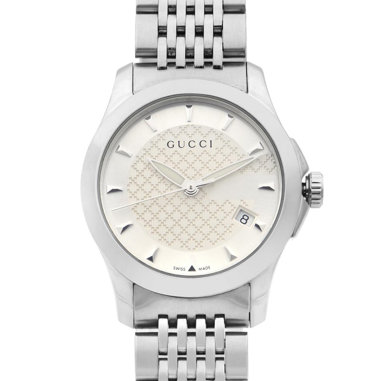 Gucci G-Timeless Silver Sticks Dial Steel Quartz Ladies Watch YA126501 ...