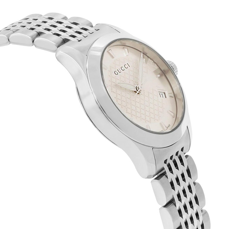 Gucci G-Timeless Silver Sticks Dial Steel Quartz Ladies Watch YA126501 ...
