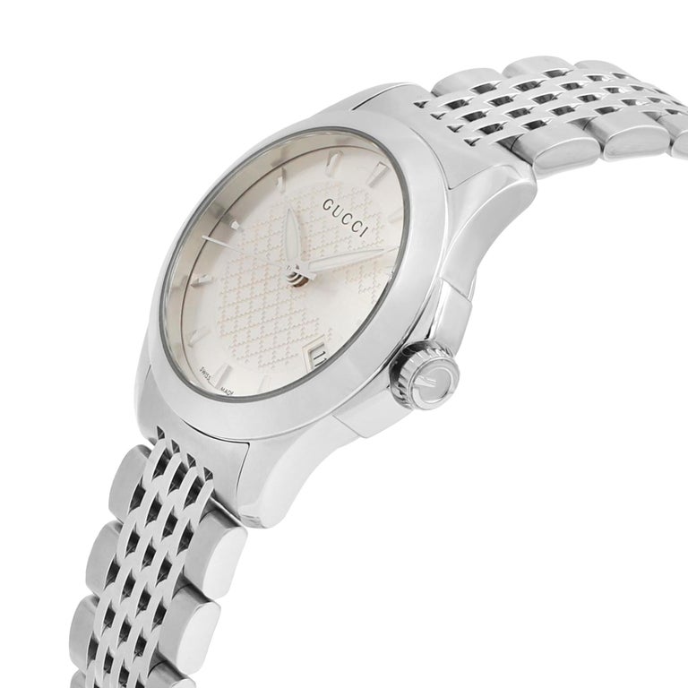 Gucci G-Timeless Silver Sticks Dial Steel Quartz Ladies Watch YA126501 ...