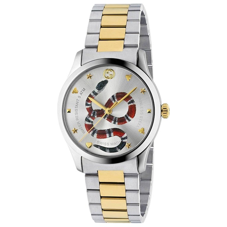 Gucci G-Timeless Silver with Snake Motif Dial Watch YA1264075 at 1stDibs