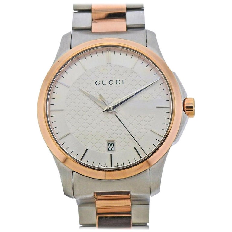 Gucci G-Timeless Stainless Steel Two-Tone Watch YA126447 at 1stDibs