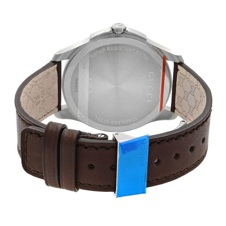 Gucci G-Timeless Steel Ivory Dial Leather Strap Quartz Men's Watch ...