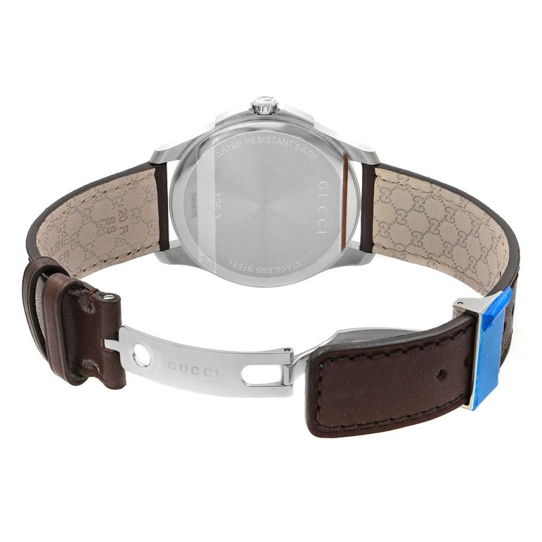 Gucci G-Timeless Steel Ivory Dial Leather Strap Quartz Men's Watch ...