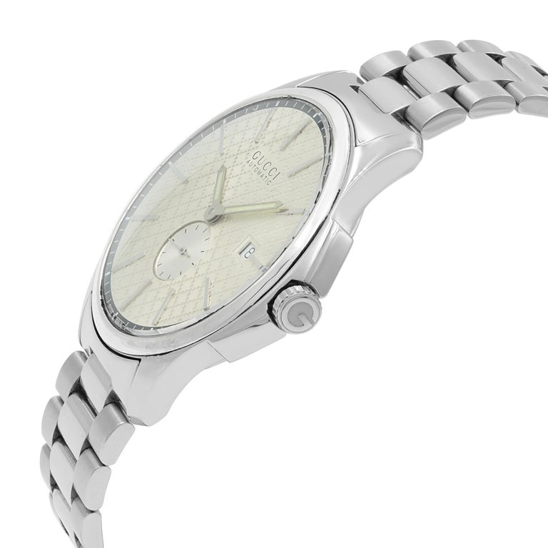 Gucci G-Timeless Steel Silver Check Dial Automatic Mens Open Back Watch ...