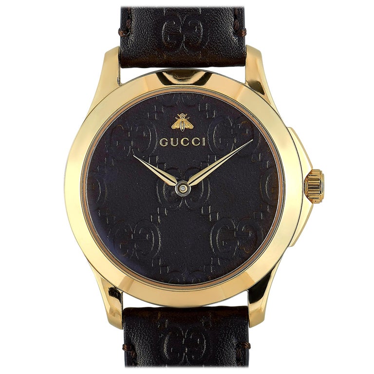 Gucci G-Timeless Yellow Gold-Tone Watch YA1264035 at 1stDibs