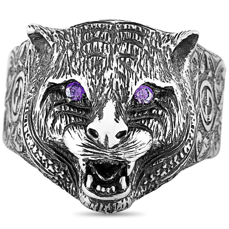 Gucci Garden Silver and Purple Zircon Feline Motif Ring at 1stDibs ...