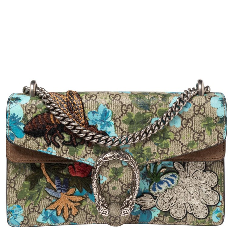 Gucci GG Blooms Supreme Embroidered Bird/Flowers Small Dionysus ...
