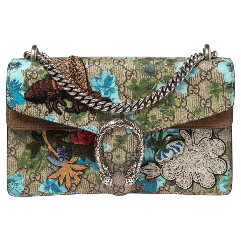 Gucci GG Blooms Supreme Embroidered Bird/Flowers Small Dionysus ...