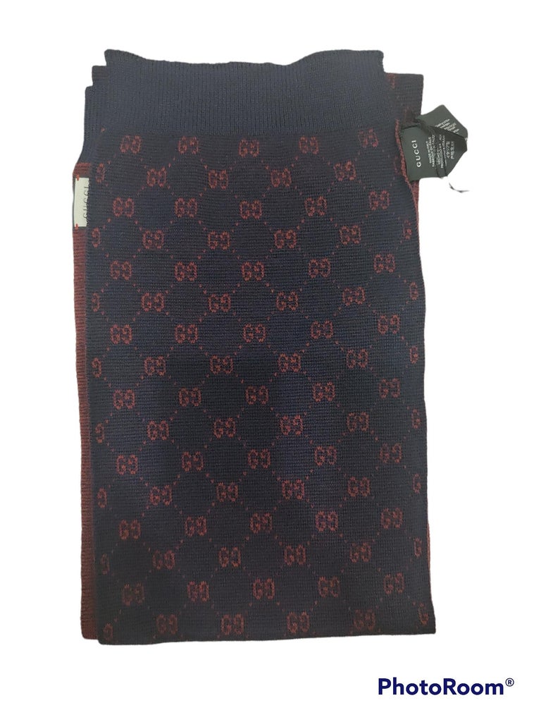 Gucci GG Blue red Scarf NWOT For Sale at 1stDibs