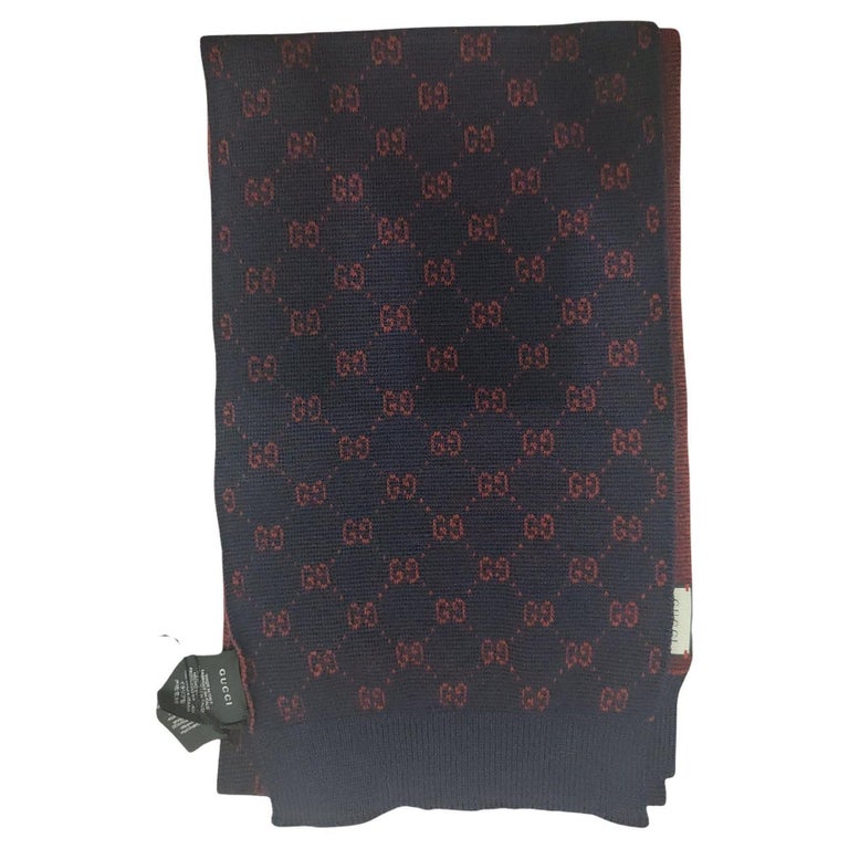 Gucci GG Blue red Scarf NWOT For Sale at 1stDibs