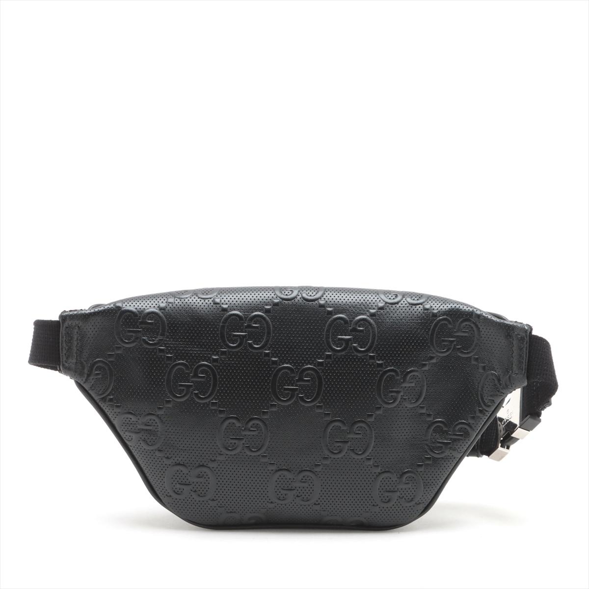 Gucci GG Embossed Leather Waist Bag Black For Sale at 1stDibs
