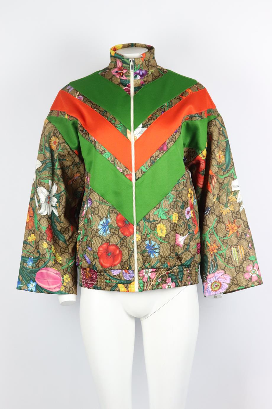 Gucci Gg Flora Print Tech Jersey Track Jacket Small at 1stDibs