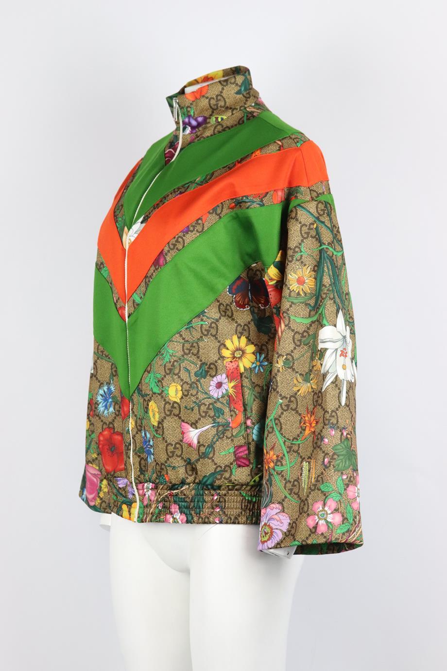 Gucci Gg Flora Print Tech Jersey Track Jacket Small at 1stDibs