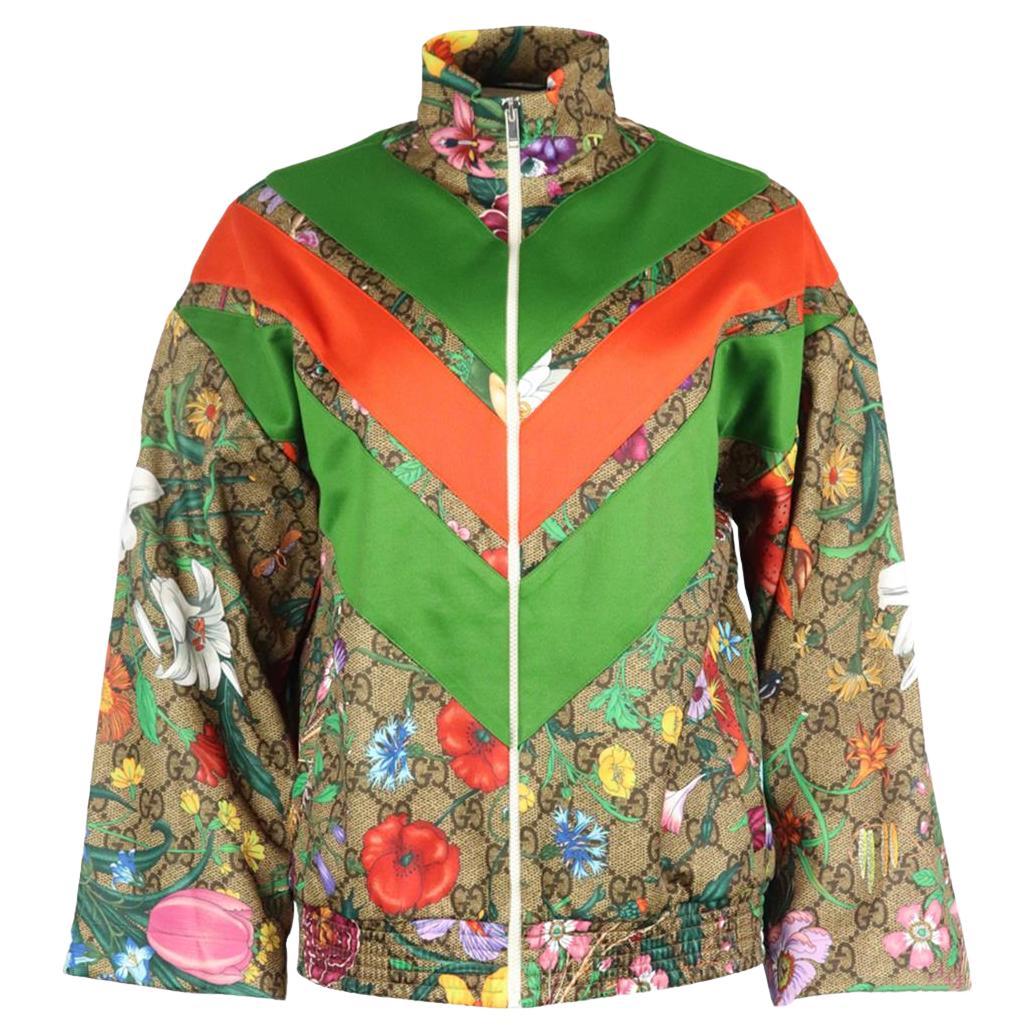 Gucci Gg Flora Print Tech Jersey Track Jacket Small at 1stDibs