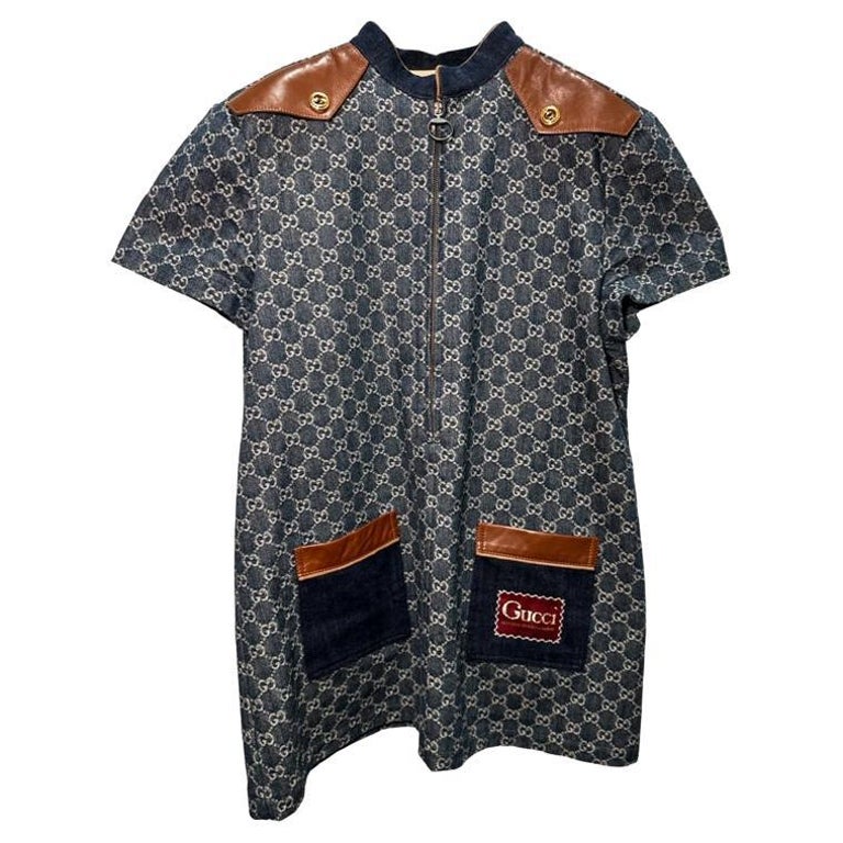 GUCCI GG JACQUARD Denim Top For Sale at 1stDibs