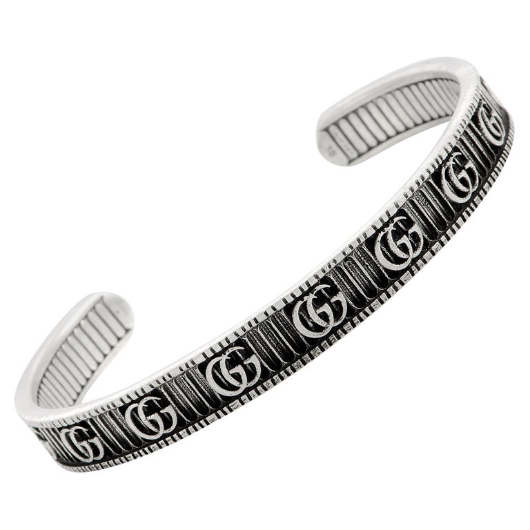 Gucci GG Marmont Aged Sterling Silver Double G Motif Cuff Bracelet at ...