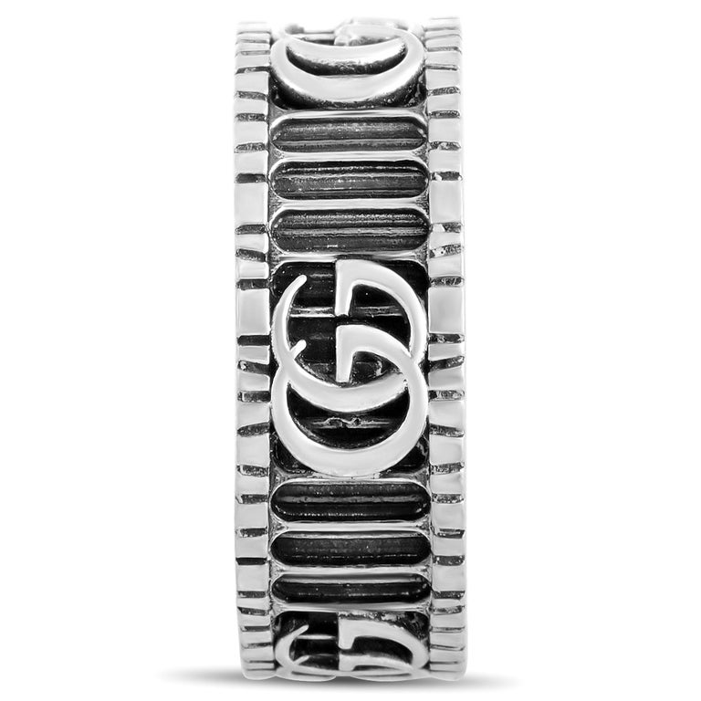 Gucci GG Marmont Aged Sterling Silver Double G Motif Ring at 1stDibs ...