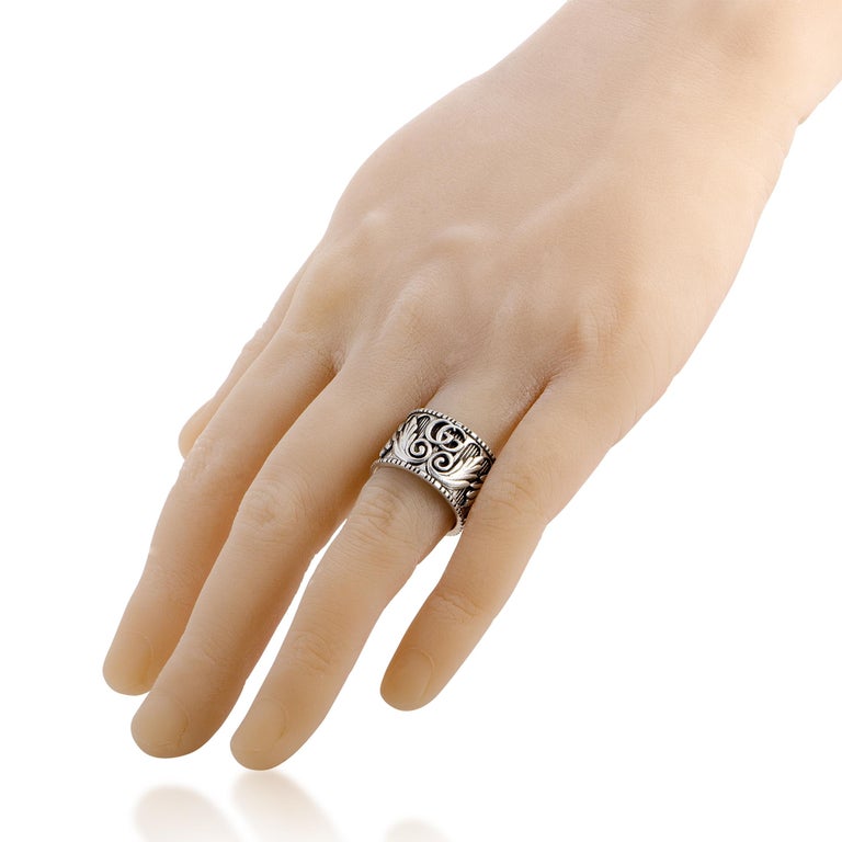 Gucci GG Marmont Aged Sterling Silver Double G Motif Ring at 1stDibs ...