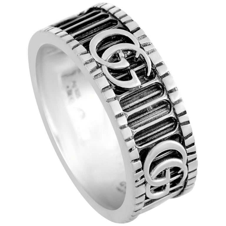 Gucci GG Marmont Aged Sterling Silver Double G Motif Ring at 1stDibs ...