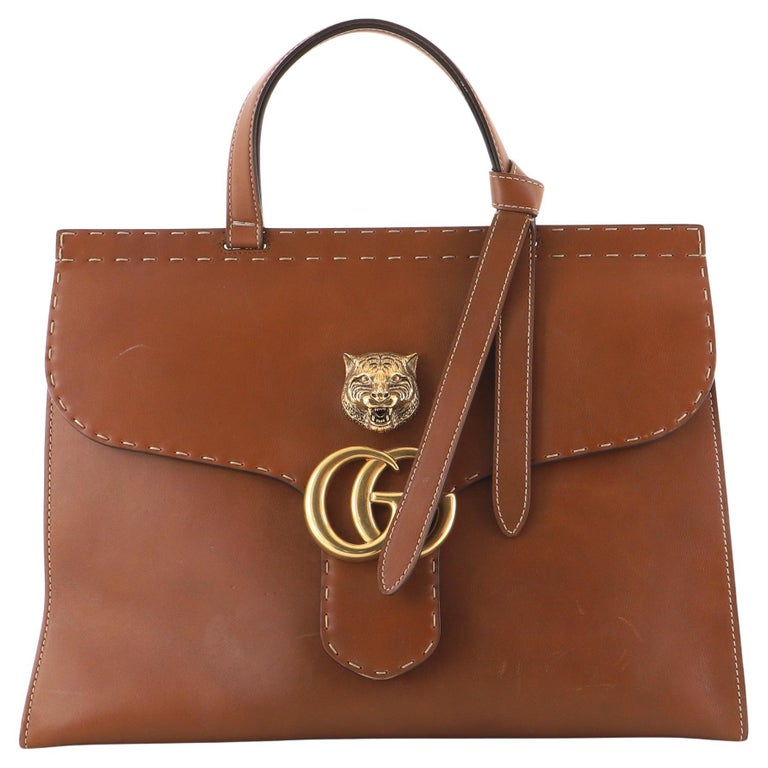 Gucci GG Marmont Animalier Top Handle Bag Leather Medium For Sale at ...