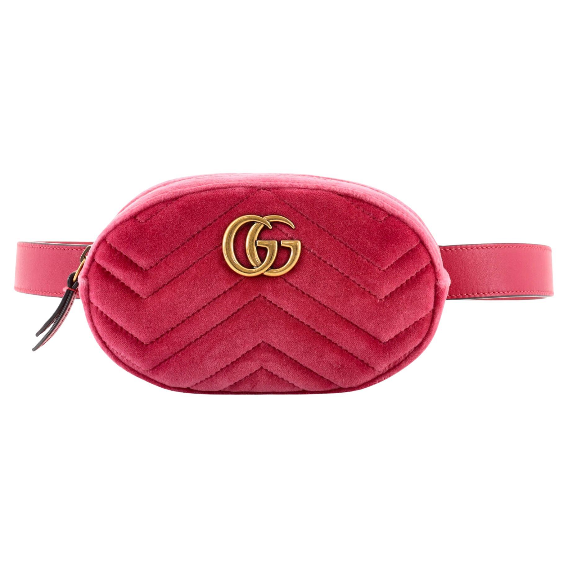 Gucci GG Marmont Belt Bag Matelasse Velvet at 1stDibs | pink gucci belt ...