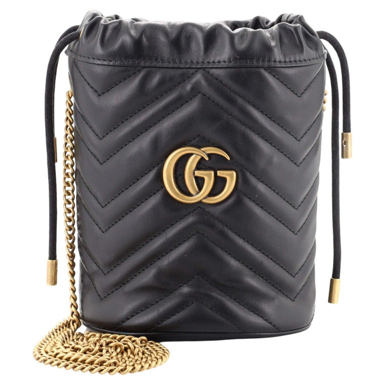 Gucci GG Marmont Bucket Bag Matelasse Leather Mini For Sale at 1stDibs