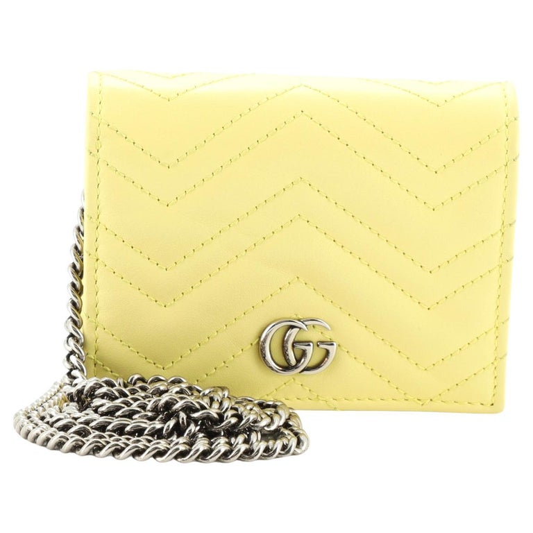 Gucci GG Marmont Card Case on Chain Matelasse Leather at 1stDibs