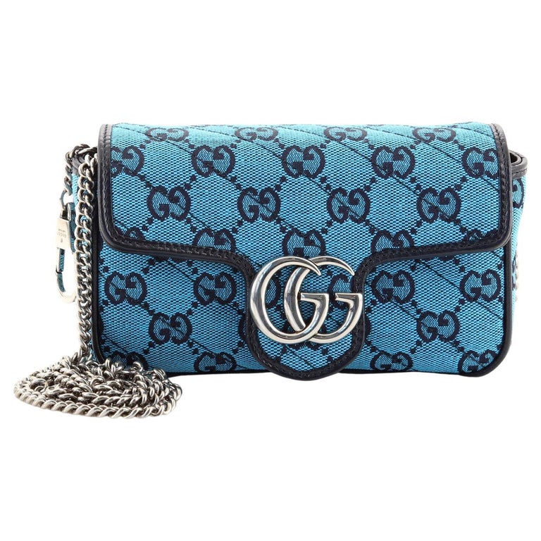 Gucci GG Marmont Flap Bag Diagonal Quilted GG Canvas Super Mini at 1stDibs