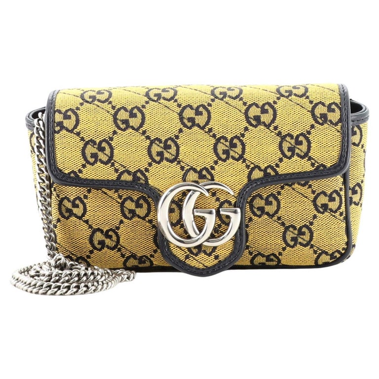 Gucci GG Marmont Flap Bag Diagonal Quilted GG Canvas Super Mini at 1stDibs