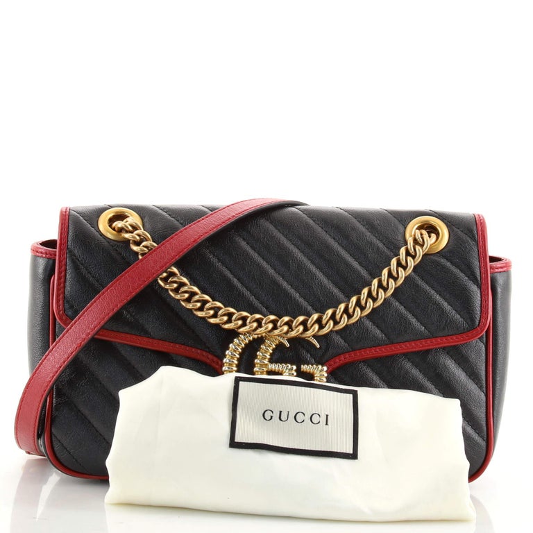 Gucci GG Marmont Flap Bag Diagonal Quilted Leather Small For Sale at ...