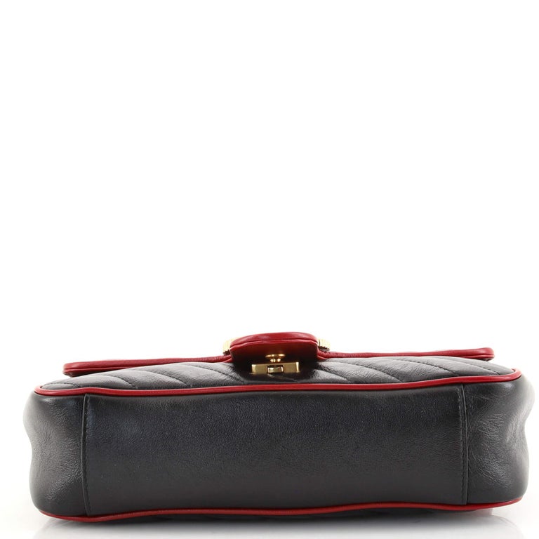 Gucci GG Marmont Flap Bag Diagonal Quilted Leather Small For Sale at ...
