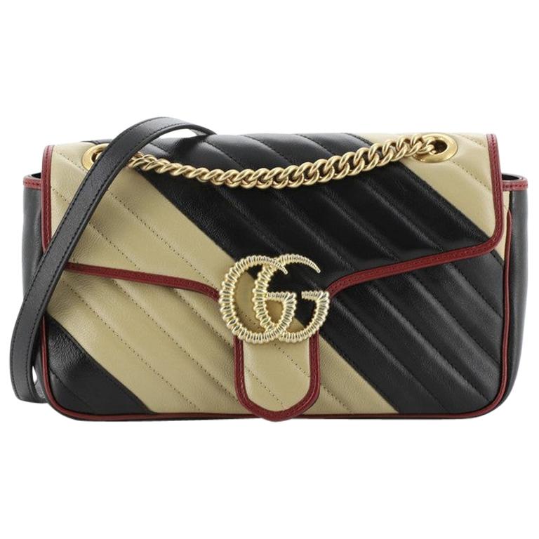 Gucci GG Marmont Flap Bag Diagonal Quilted Leather Small at 1stDibs