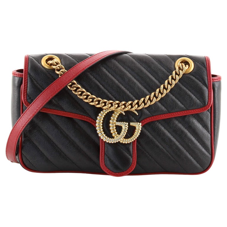Gucci GG Marmont Flap Bag Diagonal Quilted Leather Small For Sale at ...