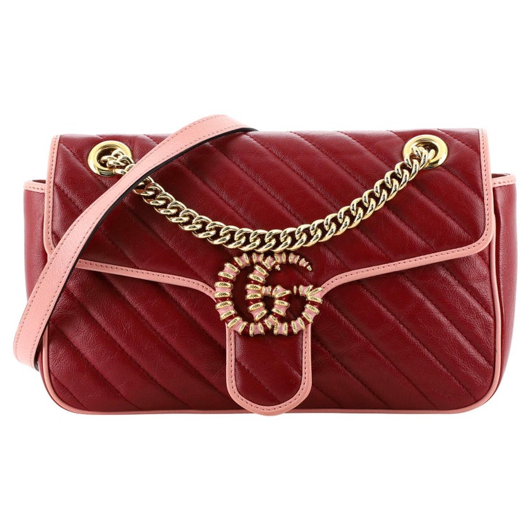 Gucci GG Marmont Flap Bag Diagonal Quilted Leather Small For Sale at ...