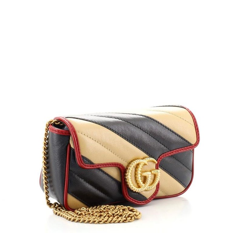 Gucci GG Marmont Flap Bag Diagonal Quilted Leather Super Mini at 1stDibs