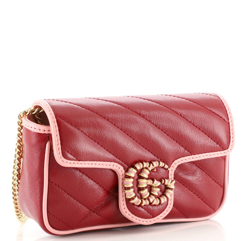 Gucci GG Marmont Flap Bag Diagonal Quilted Leather Super Mini For Sale ...