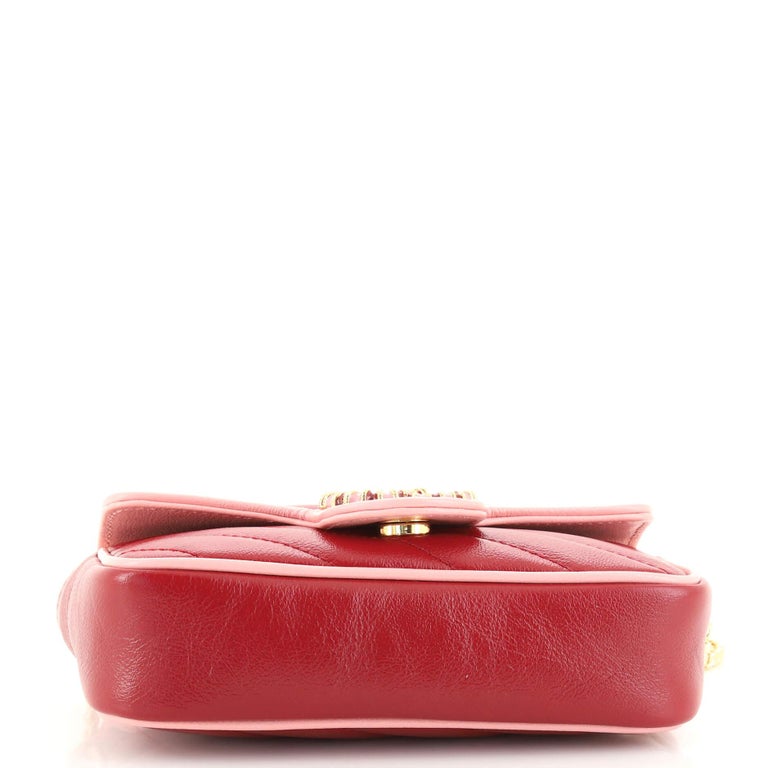 Gucci GG Marmont Flap Bag Diagonal Quilted Leather Super Mini For Sale ...