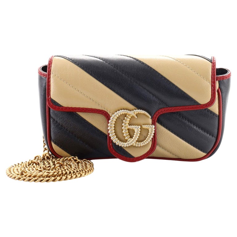 Gucci GG Marmont Flap Bag Diagonal Quilted Leather Super Mini For Sale ...