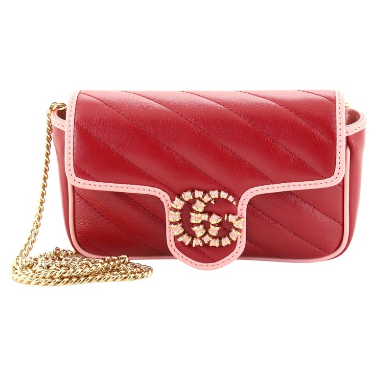 Gucci GG Marmont Flap Bag Diagonal Quilted Leather Super Mini For Sale ...
