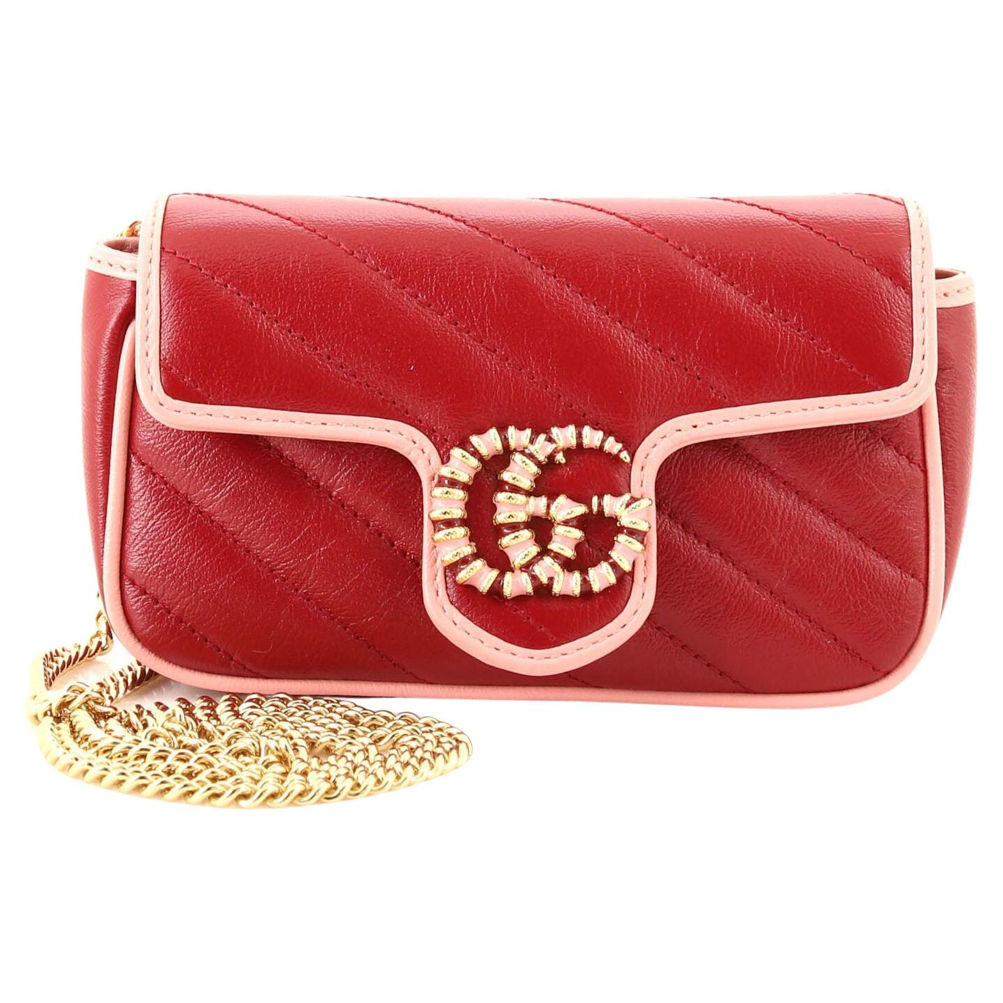Gucci GG Marmont Flap Bag Diagonal Quilted Leather Super Mini at 1stDibs