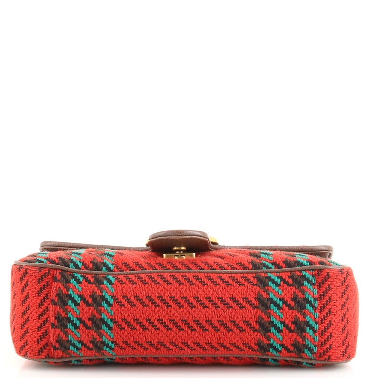Gucci GG Marmont Flap Bag Diagonal Quilted Tweed Small For Sale at 1stDibs
